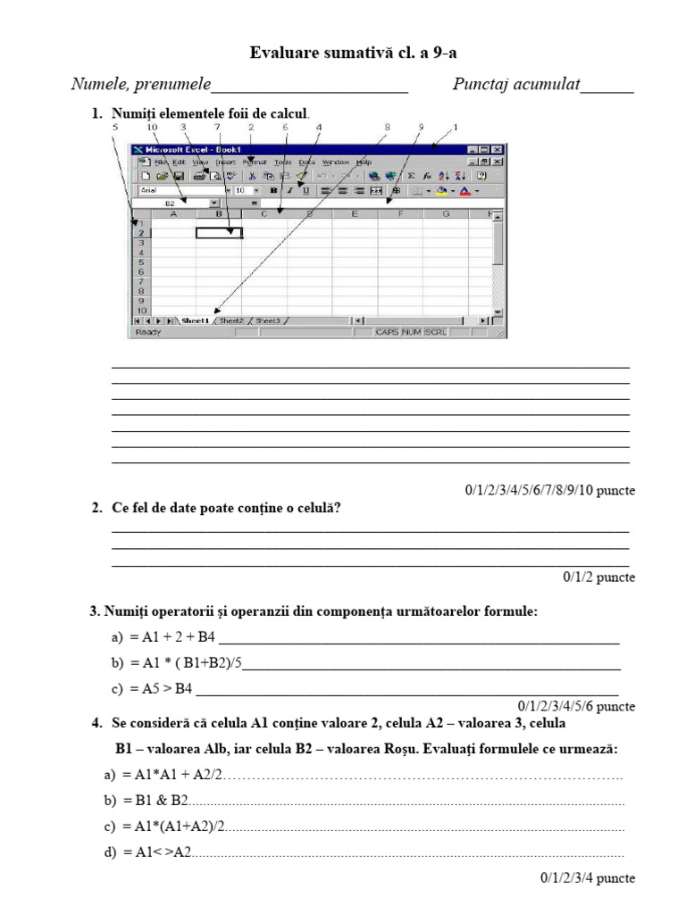 Evaluare Semestriala CL 9 | PDF