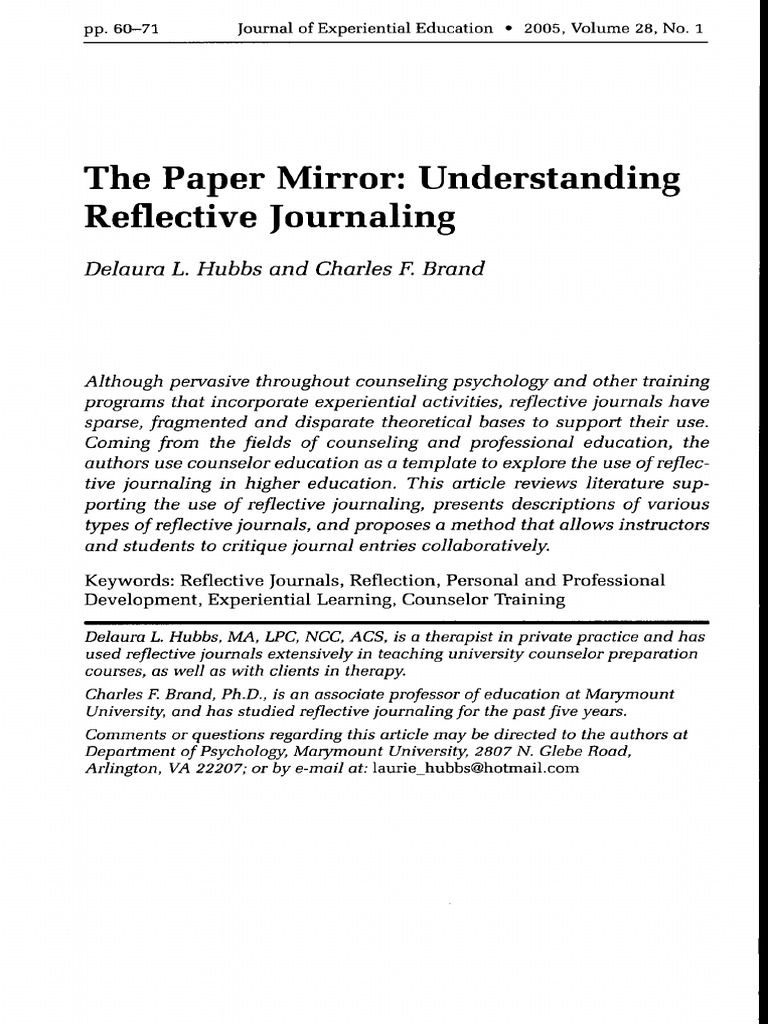 The Paper Mirror - Understanding Reflective Journaling | PDF