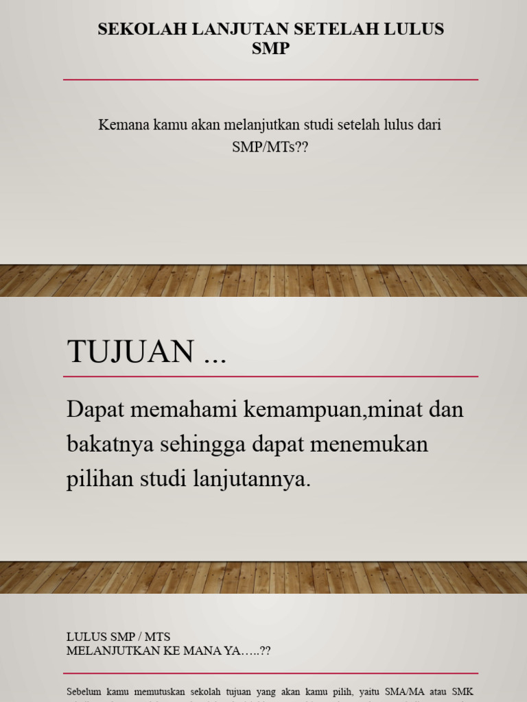 Pilihan Sekolah Setelah Lulus SMP | PDF