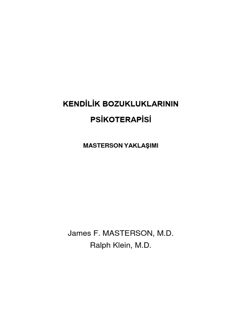 James Masterson - Kendilik Bozukluklarının Psikoterapisi | PDF