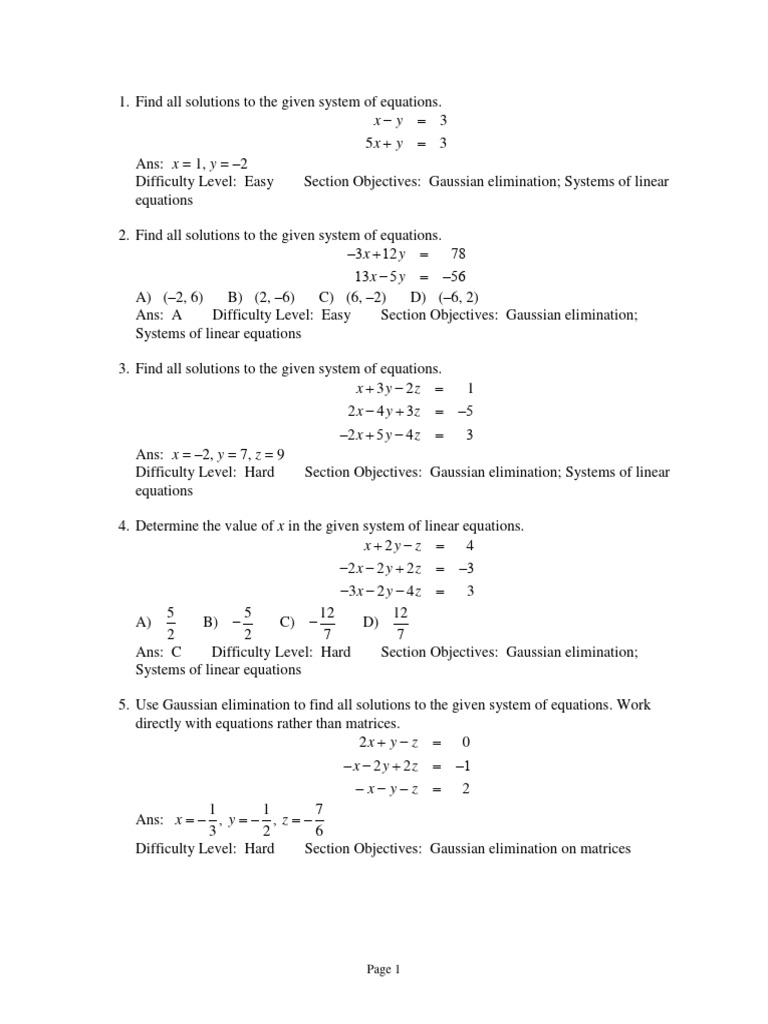 ch08 Section1 | PDF | Equations | System Of Linear Equations