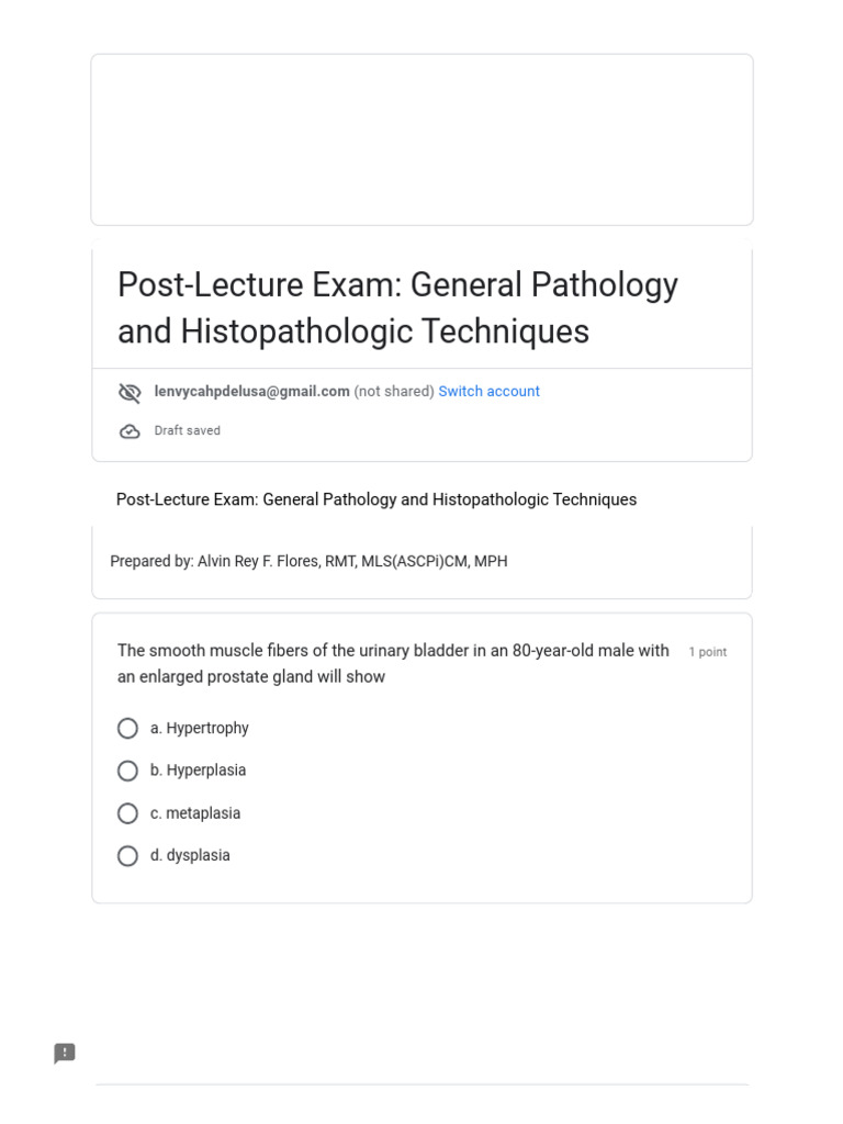 1.Post-Lecture Exam - General Pathology and Histopathologic Techniques ...