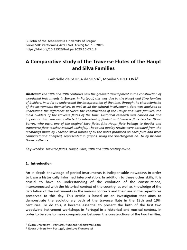 A Comparative Study of The Traverse Flutes of The | PDF | Flute | Portugal