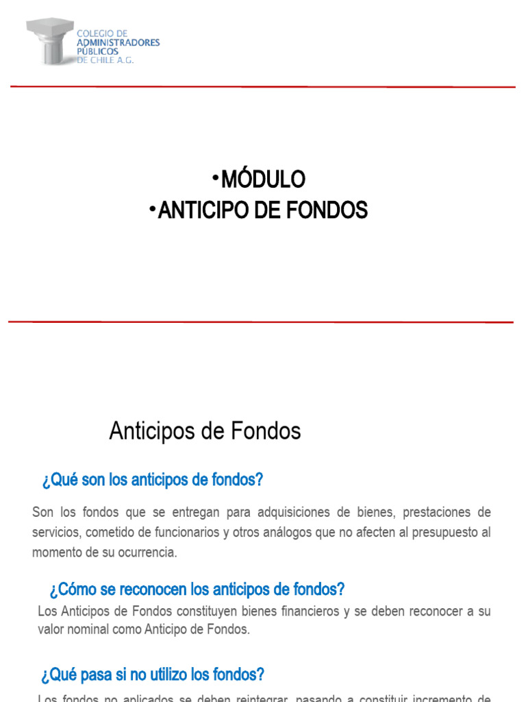 Anticipos de Fondos | PDF