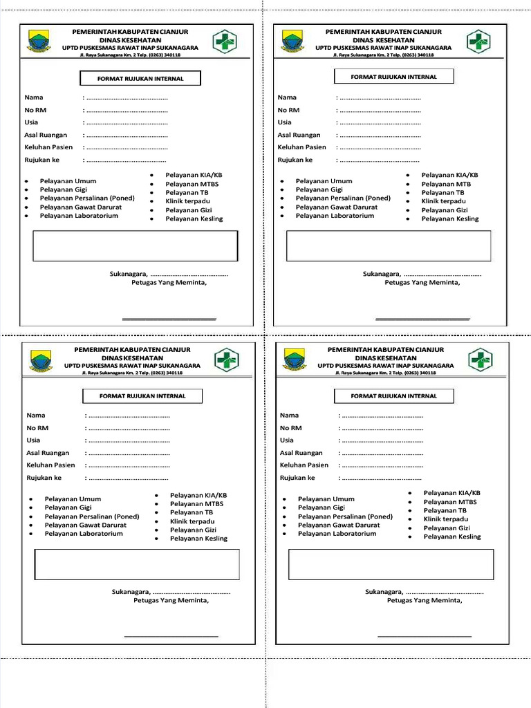 Format Rujukan Puskesmas Sukanagara | PDF