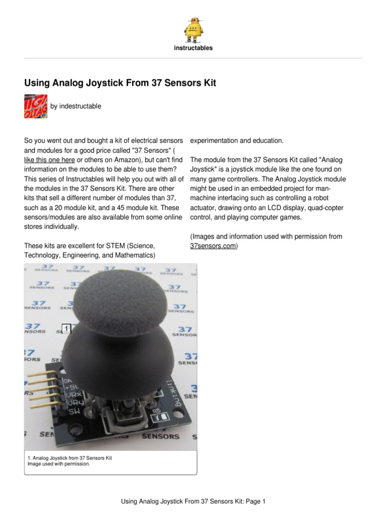Analog Joystick Guide for 37 Sensors Kit | PDF | Microcontroller | Sensor