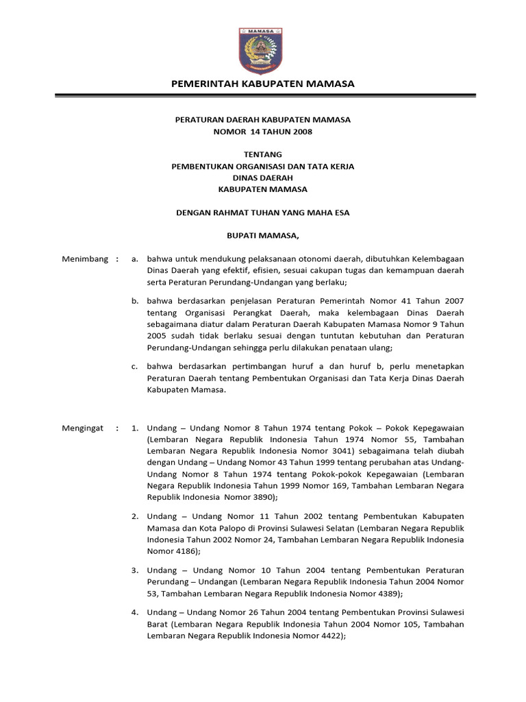 Perda No. 14 Tahun 2008 | PDF