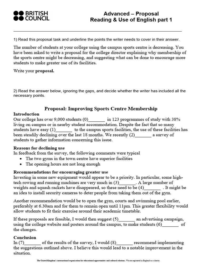 CAE Proposal & PART 1 Use of English | PDF