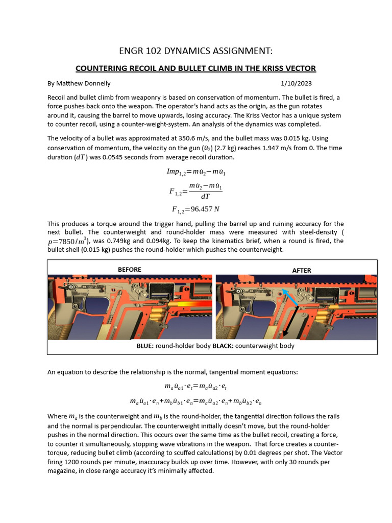 Engr 102 Dynamics Assignment | PDF | Force | Firearms