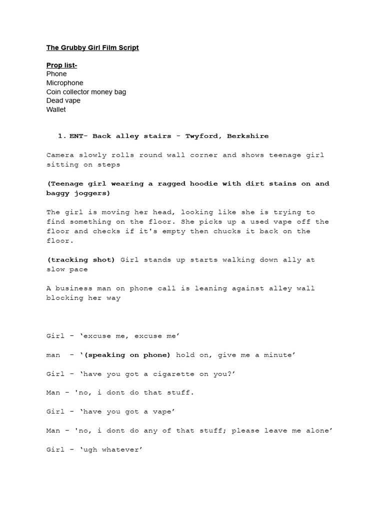 Homeless Film Script 1 | PDF