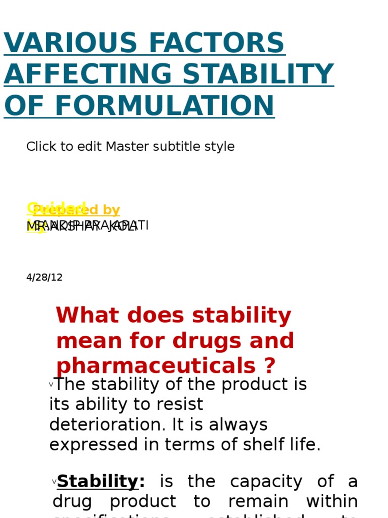 Factors Affecting Drug Stability | PDF | Freeze Drying | Chemical Reactions