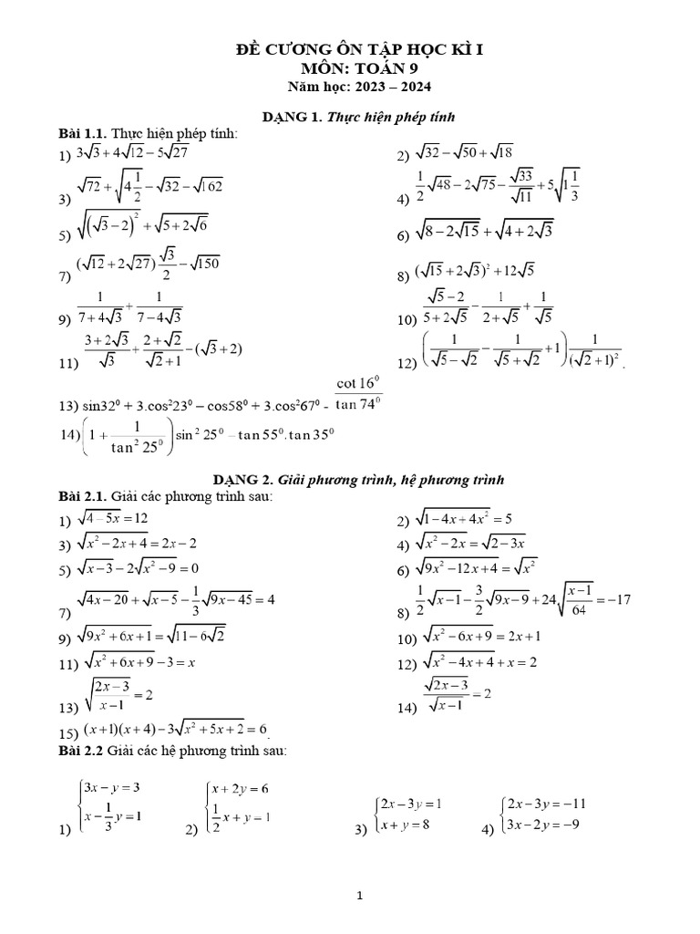4. ĐC ÔN TẬP HK1 LỚP 9 23 24 | PDF