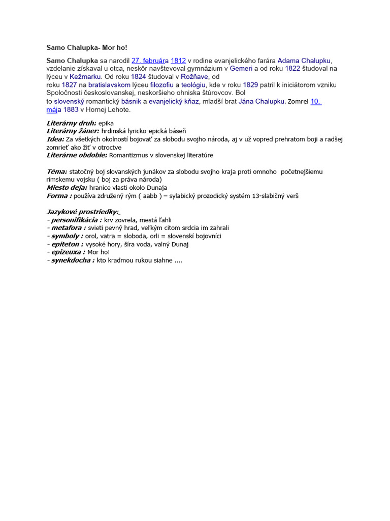 Samo Chalupka- Mor Ho! | PDF