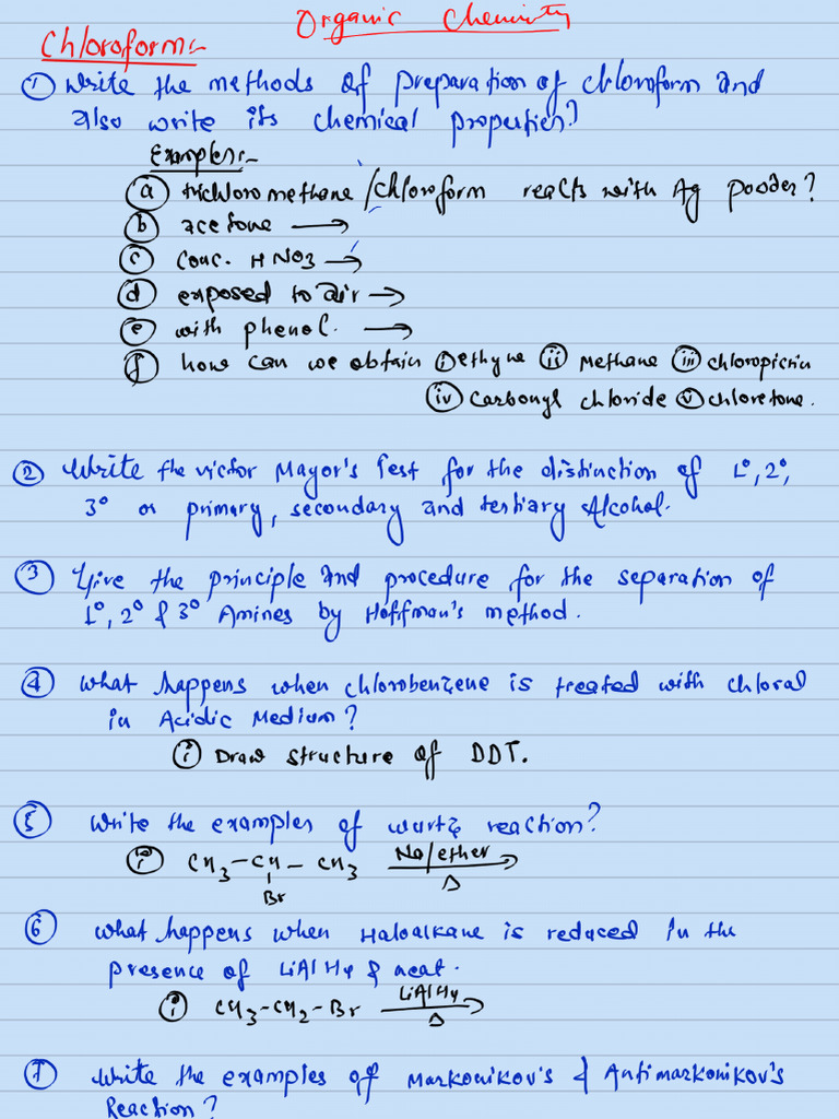 Chemistry Assignments Most Important Questions 1 | PDF