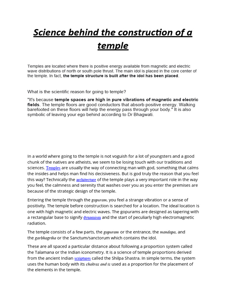 Science Behind The Construction of A Temple | PDF | Temple | Physical ...
