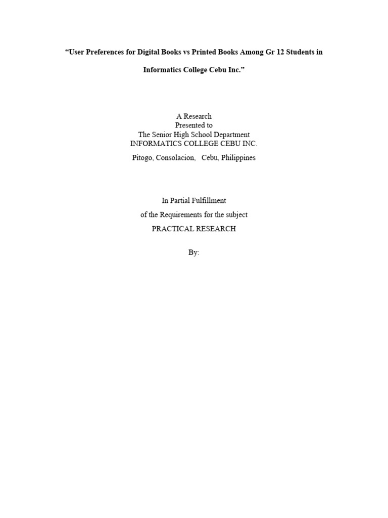 Digital vs. Printed Books: Student Preferences | PDF | Survey ...