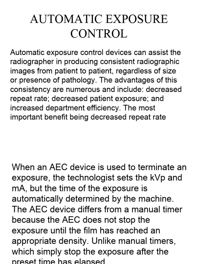 Automatic Exposure Control Pdf