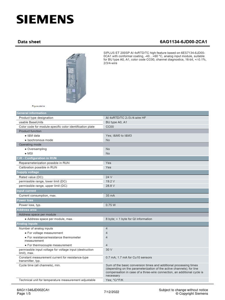 6AG11346JD002CA1 Datasheet en | PDF