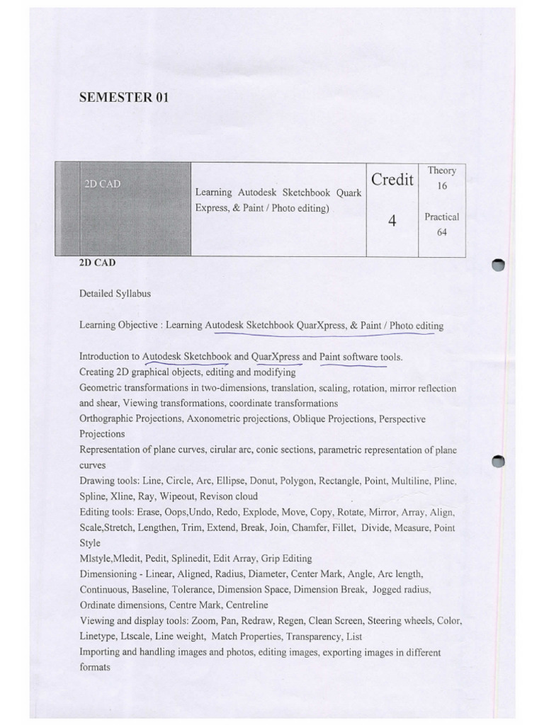 2D & 3D Cad Syllabus | PDF