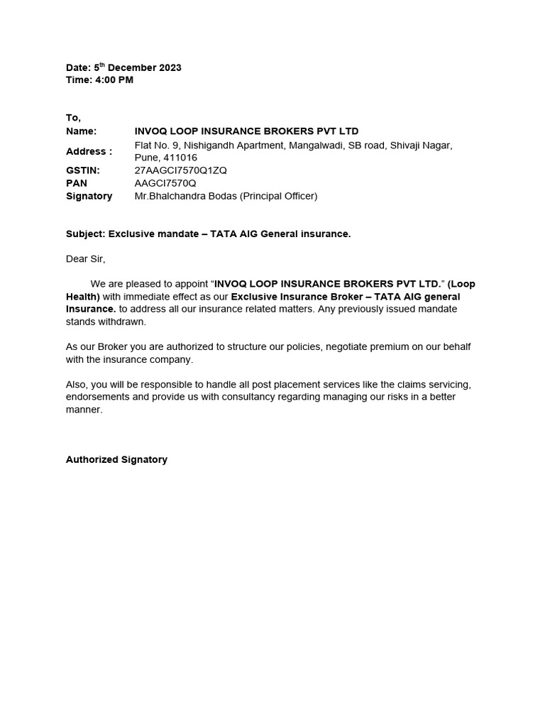 Mandate Letter | PDF