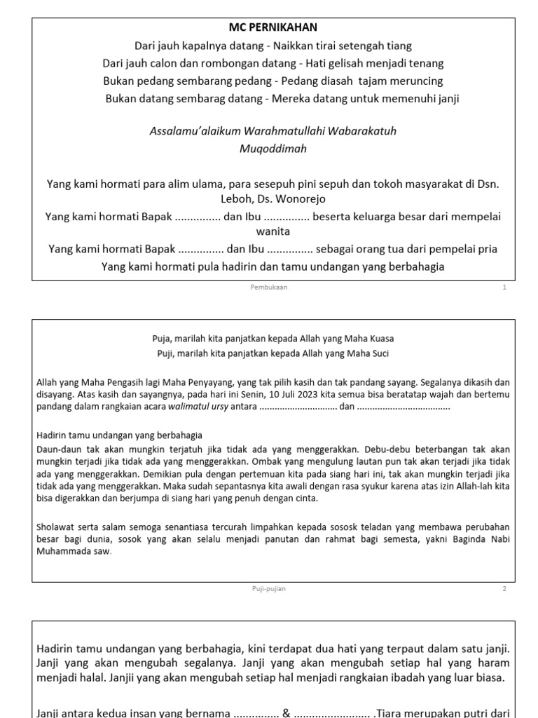 Teks MC Pernikahan | PDF