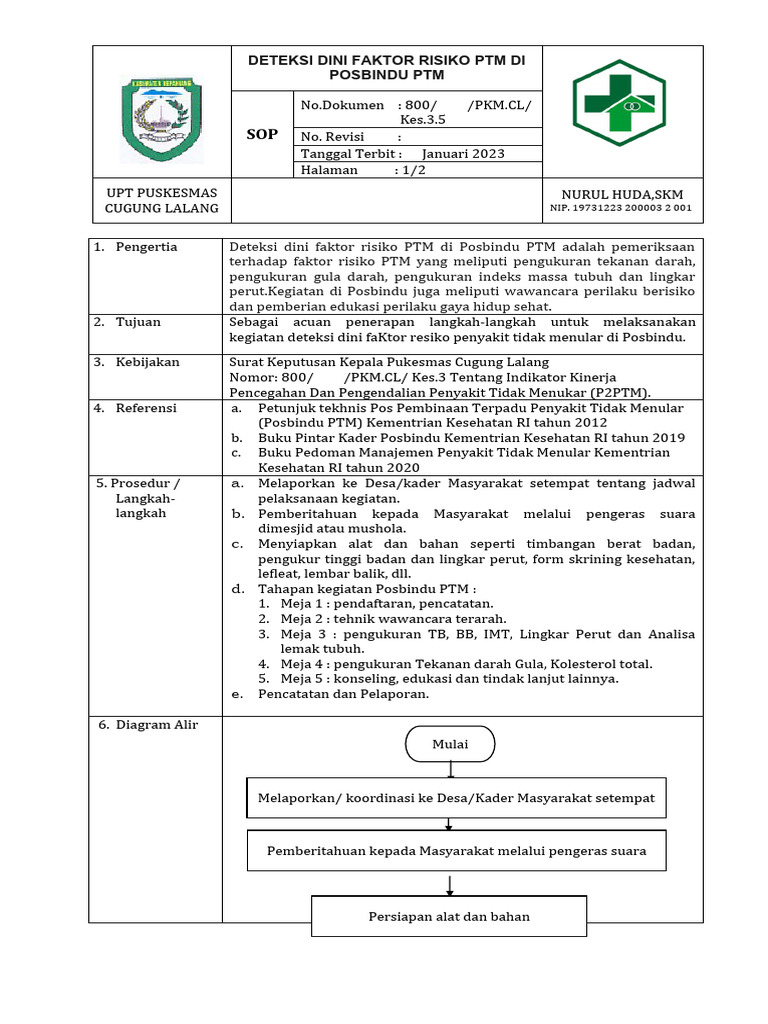Sop Deteksi Dini FR PTM Di Posbindu | PDF