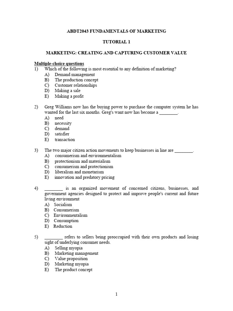 Tutorial Questions | PDF | Marketing | Market Segmentation