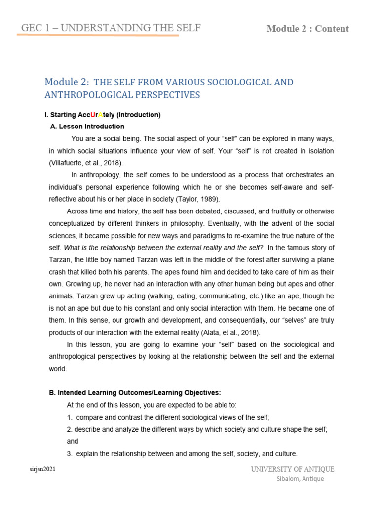 Gec 1 Module 2 | PDF | Self Concept | Cyberspace