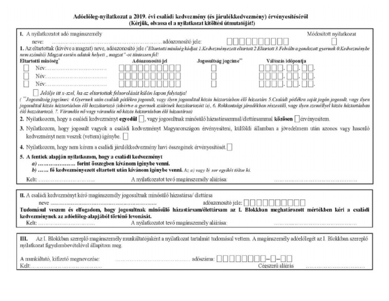 Adókedvezmény Nyomtatvány | PDF