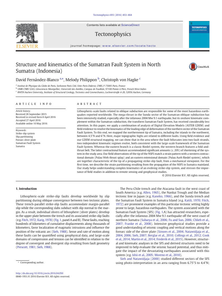 Structure and Kinematics of The Sumatran Fault System in North | PDF ...