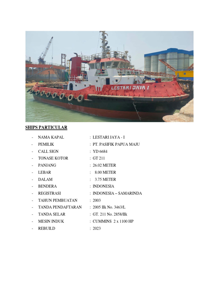 SHIPS Part TB. LESTARI JAYA - I, Rev 1 | PDF