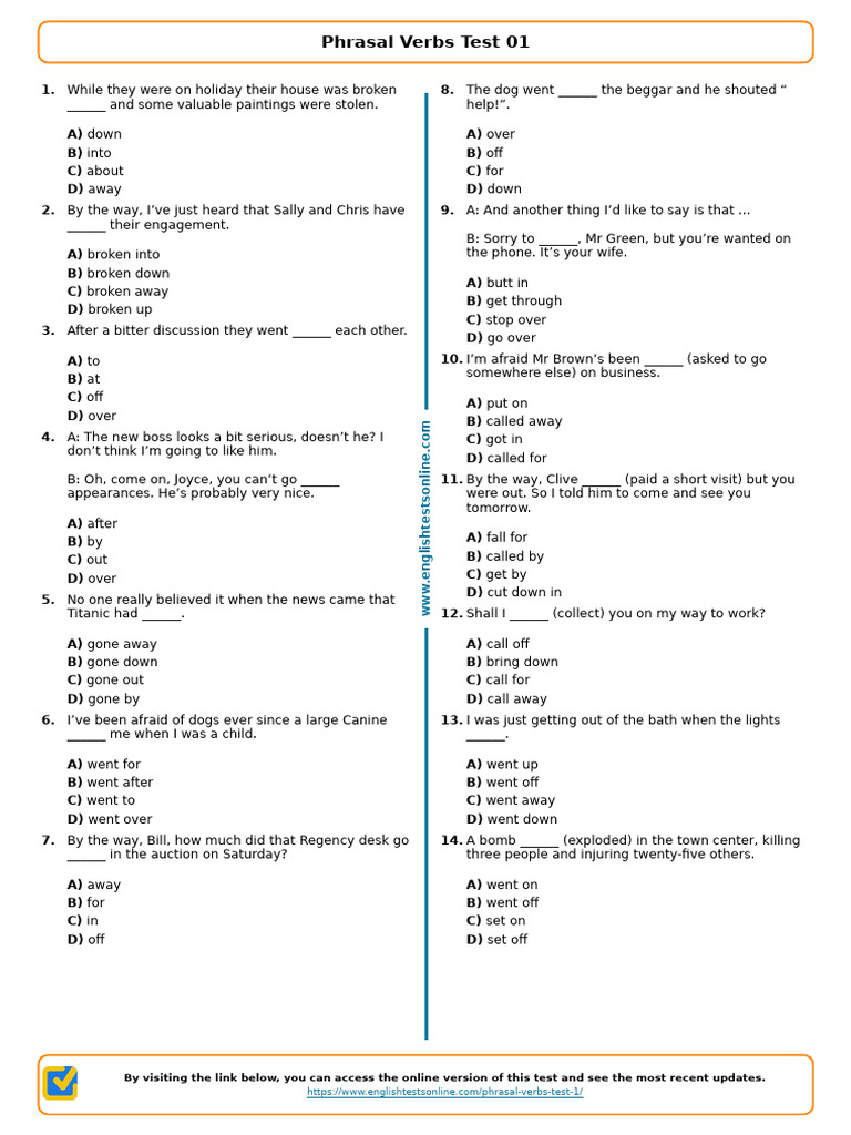 1684 - Phrasal Verbs Test 01 | PDF