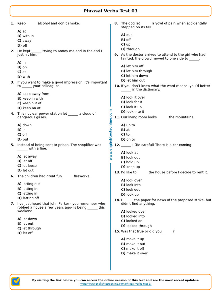 1686 - Phrasal Verbs Test 03 | PDF