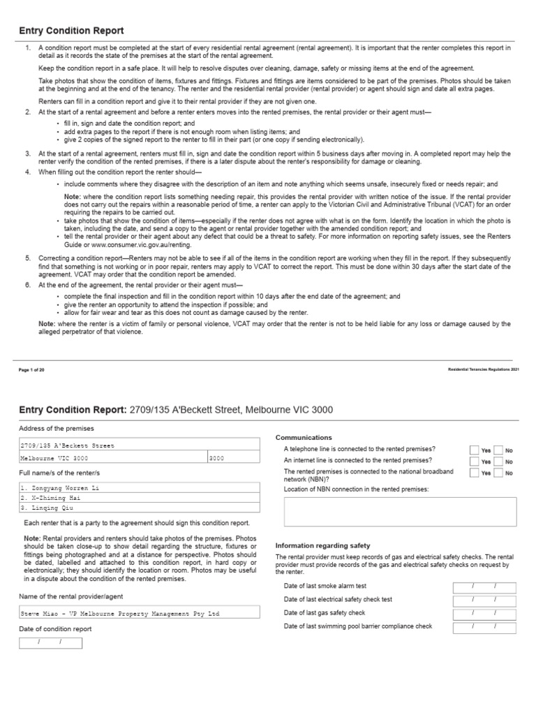 Entry and Exit Inspection Report | Download Free PDF | Lease ...