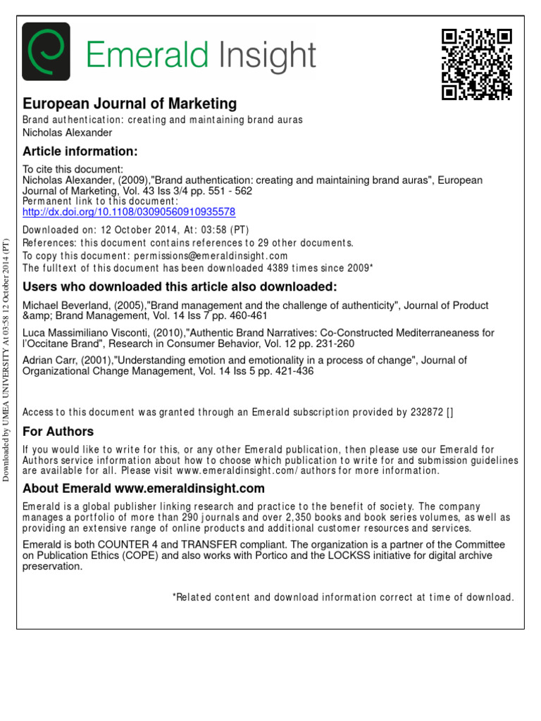 Alexander-Brand Authentication Creating and Maintaining Brand Auras ... Alexander-Brand Authentication Creating and Maintaining Brand Auras ...