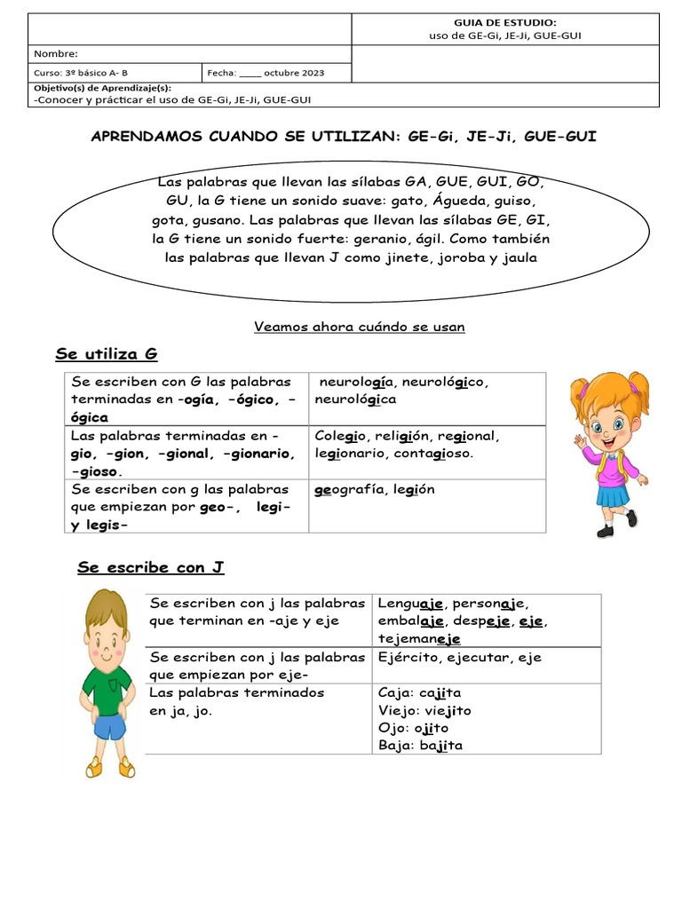 3° Uso de Ge, Gi, Je, Ji, Gue, Gui | PDF