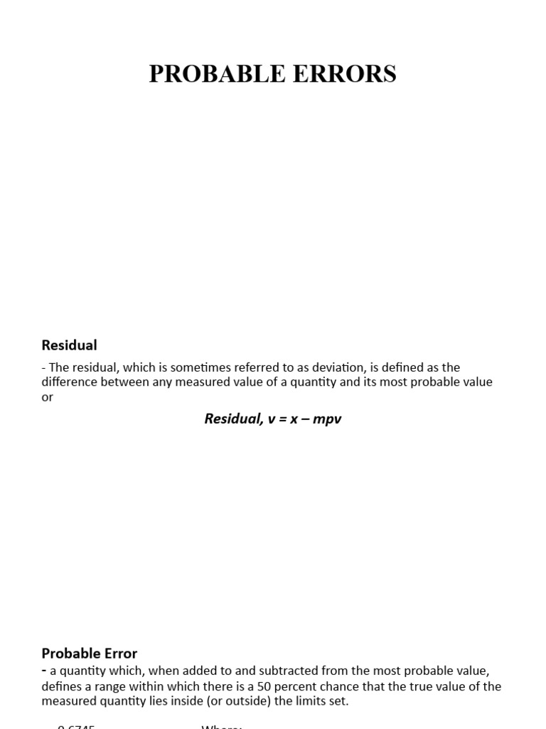 Probable Errors | PDF | Errors And Residuals | Accuracy And Precision