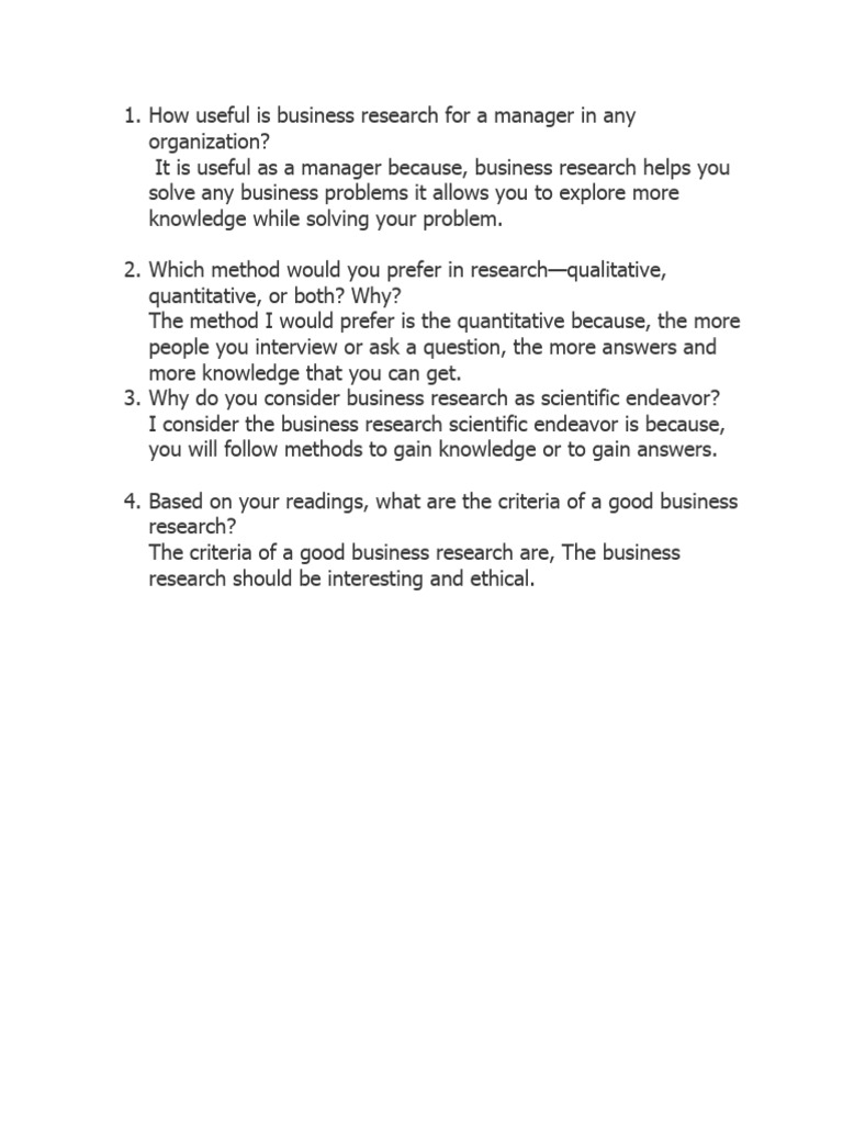 Importance of Business Research for Managers | PDF