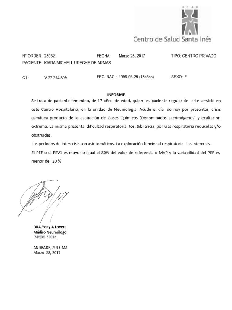 Kiara Informe Medico | PDF