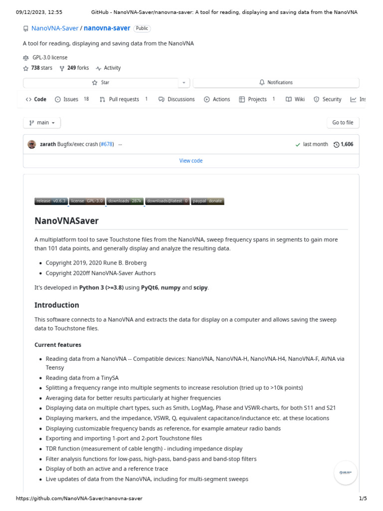 GitHub - NanoVNA-Saver - Nanovna-Saver - Main - Manual | PDF