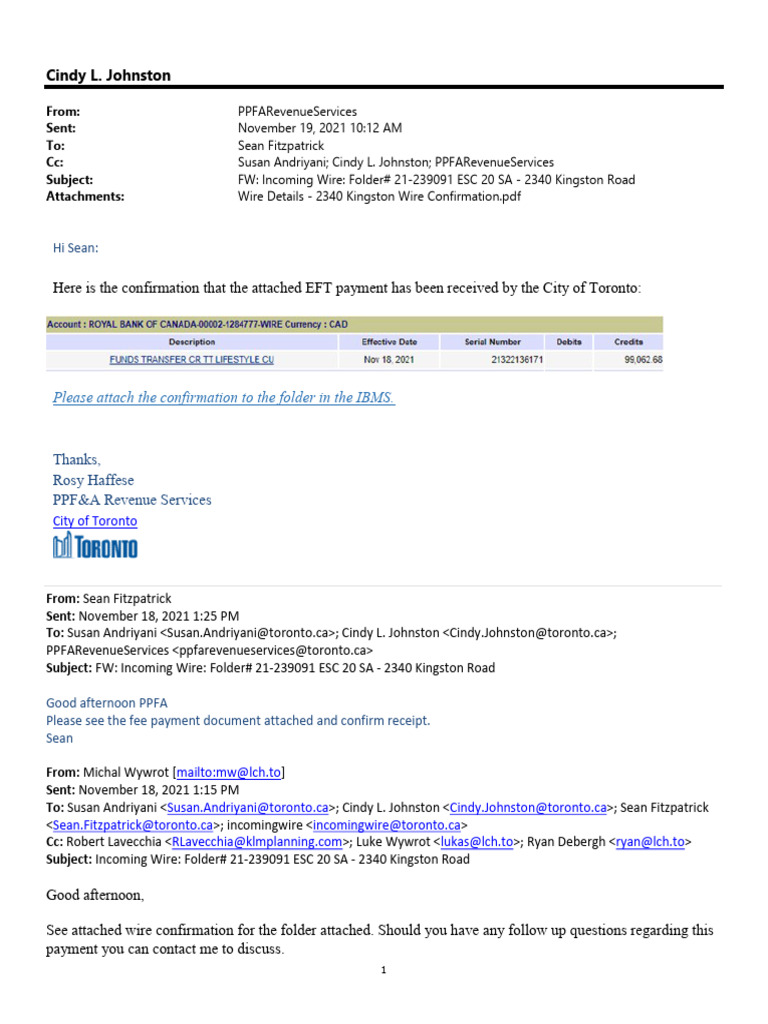 PLN - Confidential - 2340 Kingston RD - ESC SA - EFT Payment Conf ...