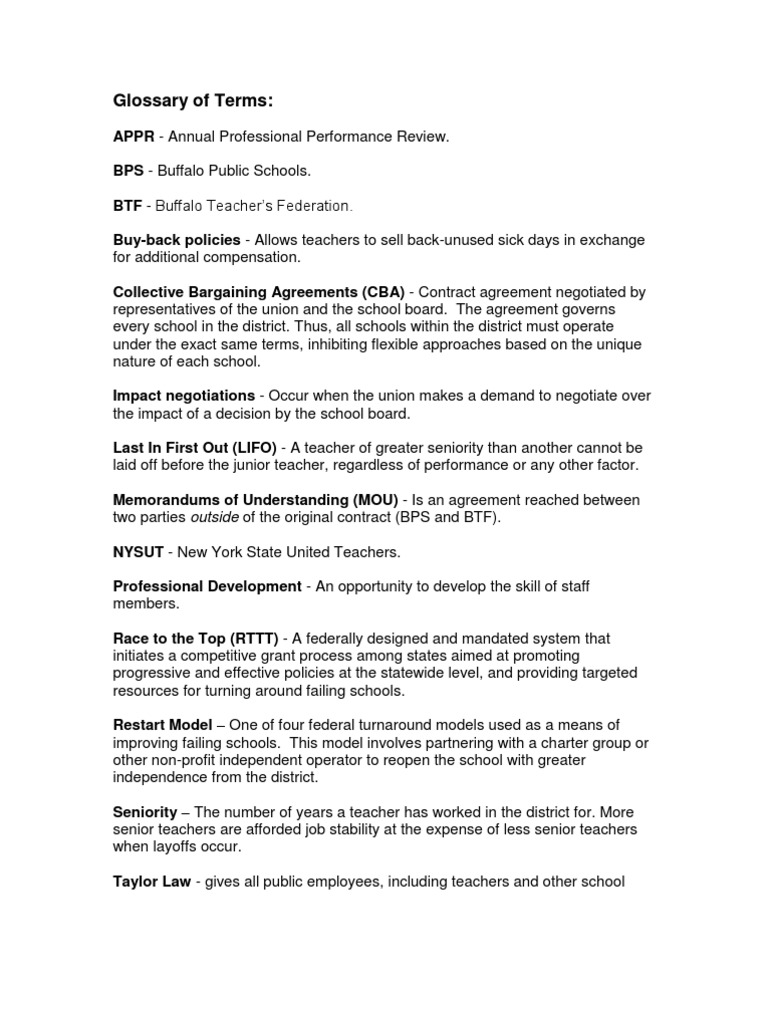 Opening The Door For Reform: Glossary of Terms | PDF | Negotiation ...