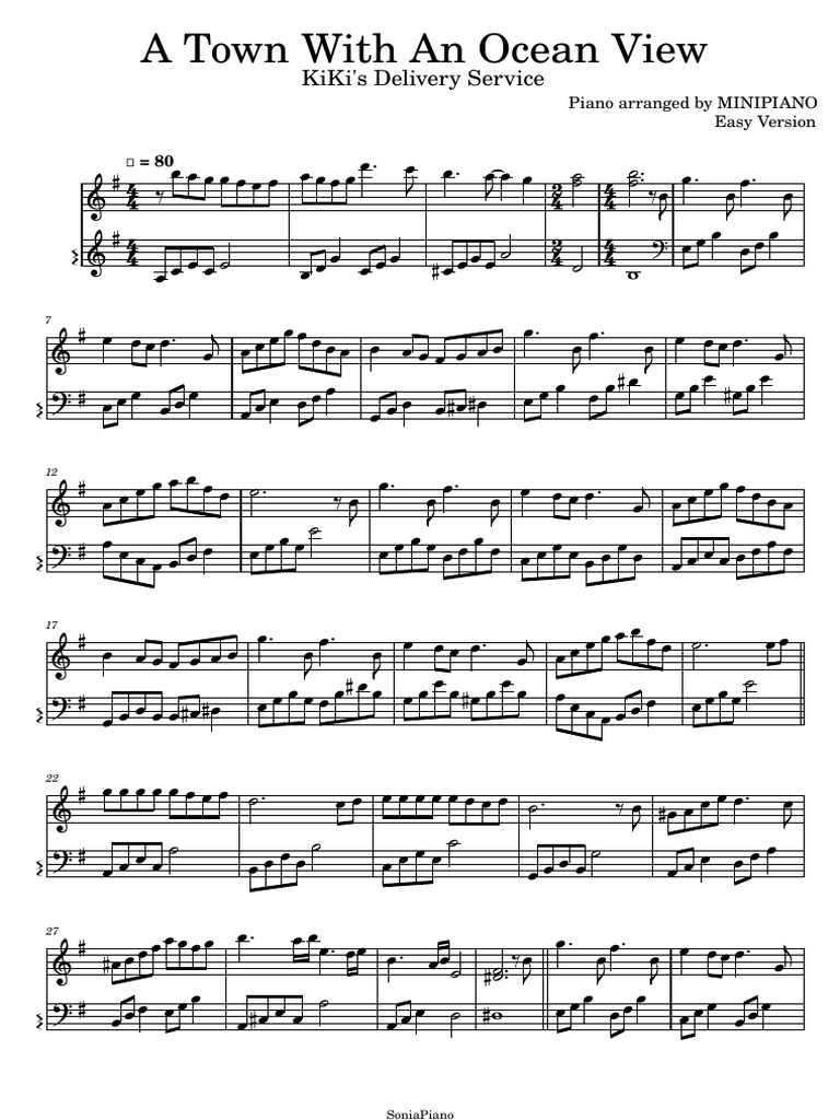 A Town With An Ocean View Joe Hisaishi A Town With An Ocean View Easy | PDF
