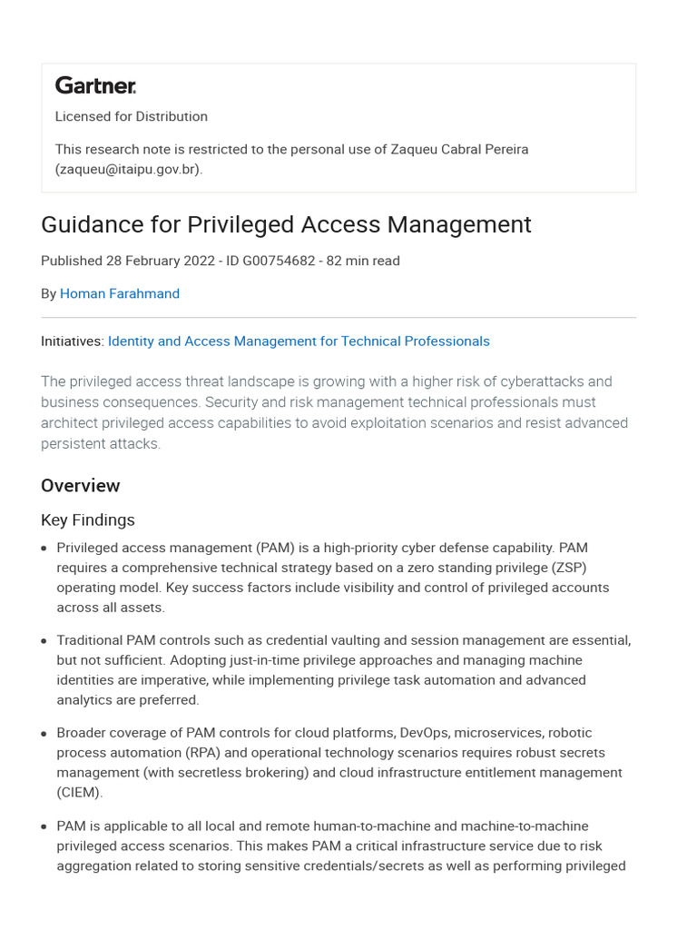 Guidance For Privileged Access Management | PDF | Cloud Computing ...