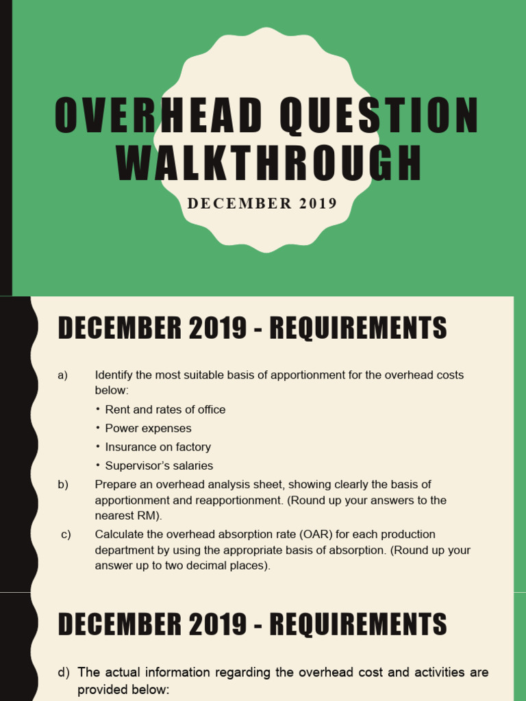 Overhead Question Walkthrough | PDF | Book Value | Depreciation