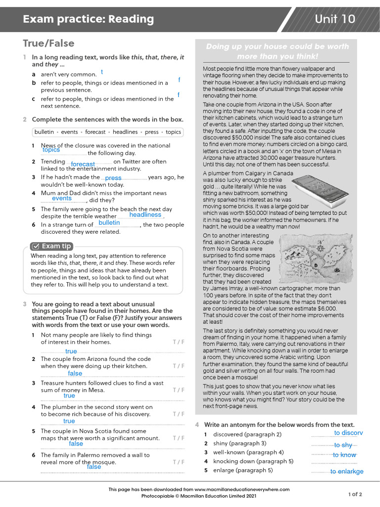 B2 U10 Exam Practice Reading | PDF