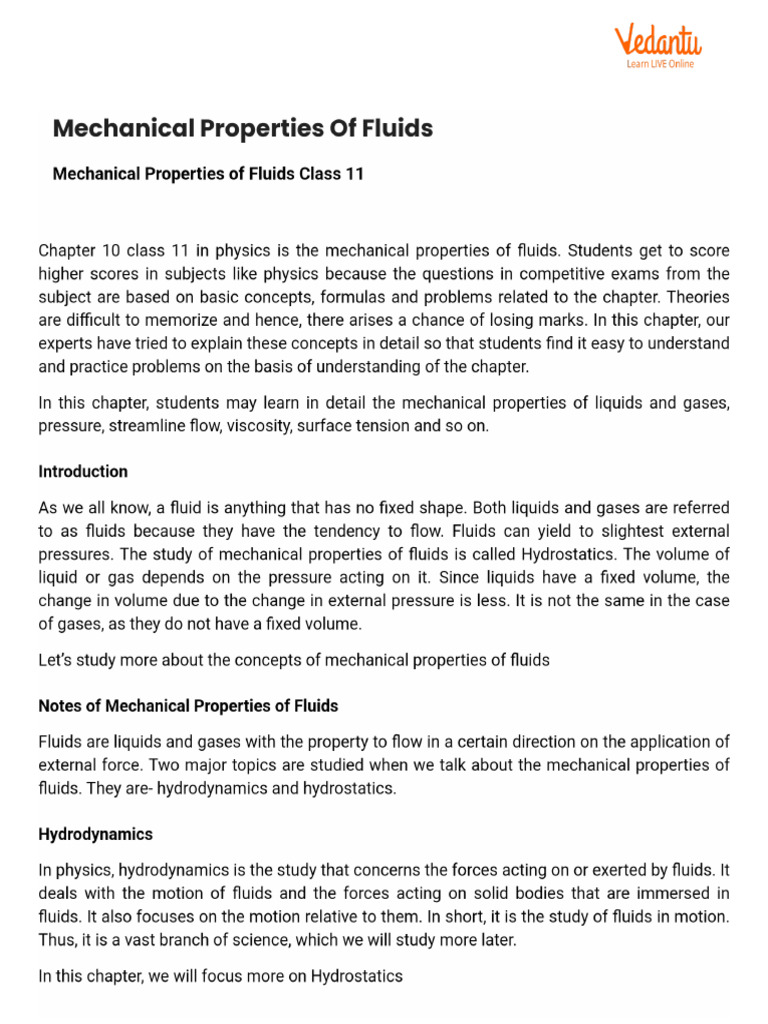 Mechanical Properties of Fluids | PDF