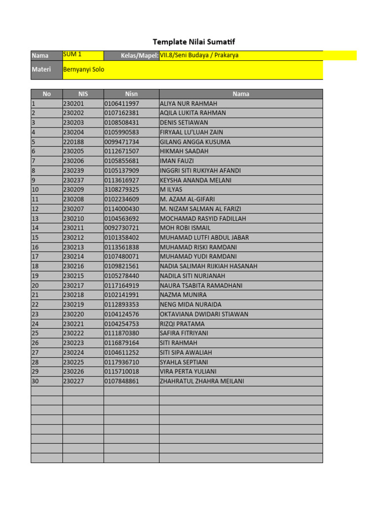 Template Nilai Sumatif-VII.8-Seni Budaya - Prakarya | PDF