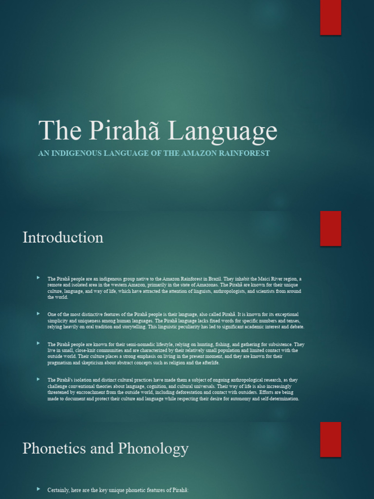The Pirahã Language | PDF | Linguistics | Tone (Linguistics)