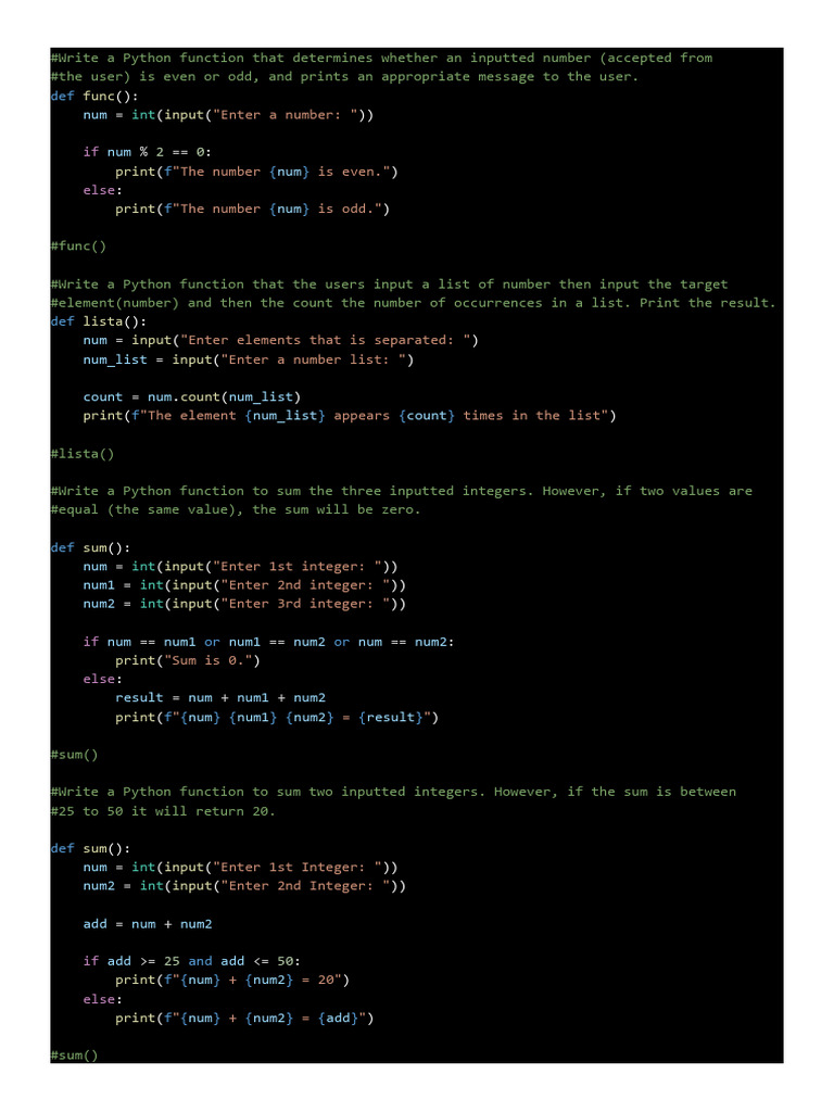 Write A Python Function That Determines Whether An Inputted Number Pdf 0358
